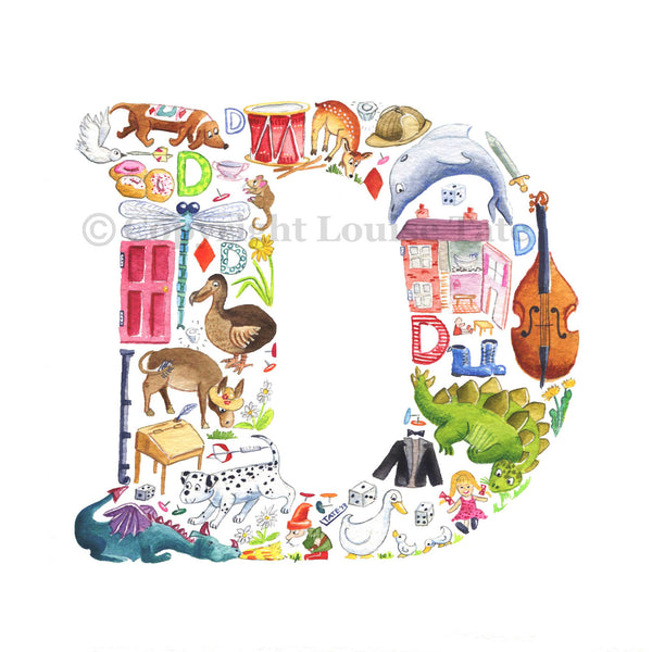 Alphabet Art Letter D – Louise Tate Illustration