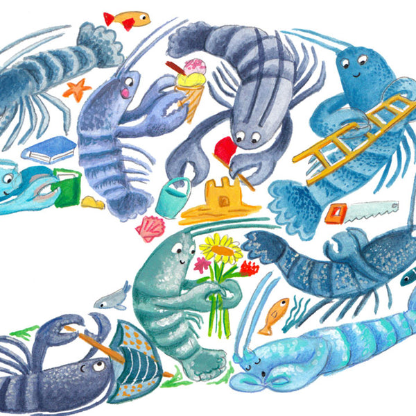 L is for Lobster art print – Louise Tate Illustration