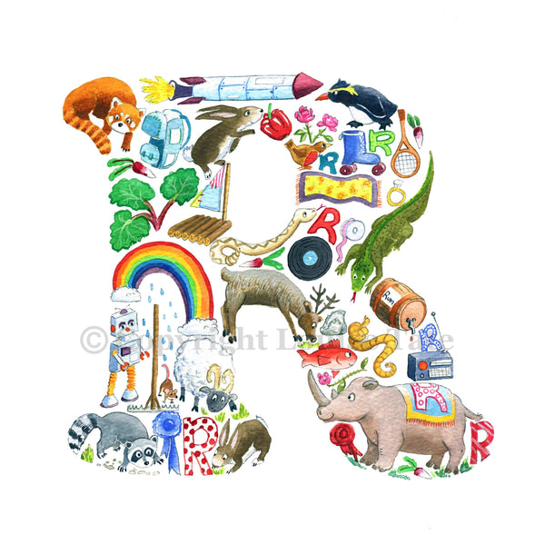 Alphabet Art Letter R – Louise Tate Illustration