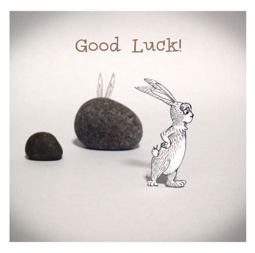Rabbit and Stones -Good Luck Greetings card – Louise Tate Illustration